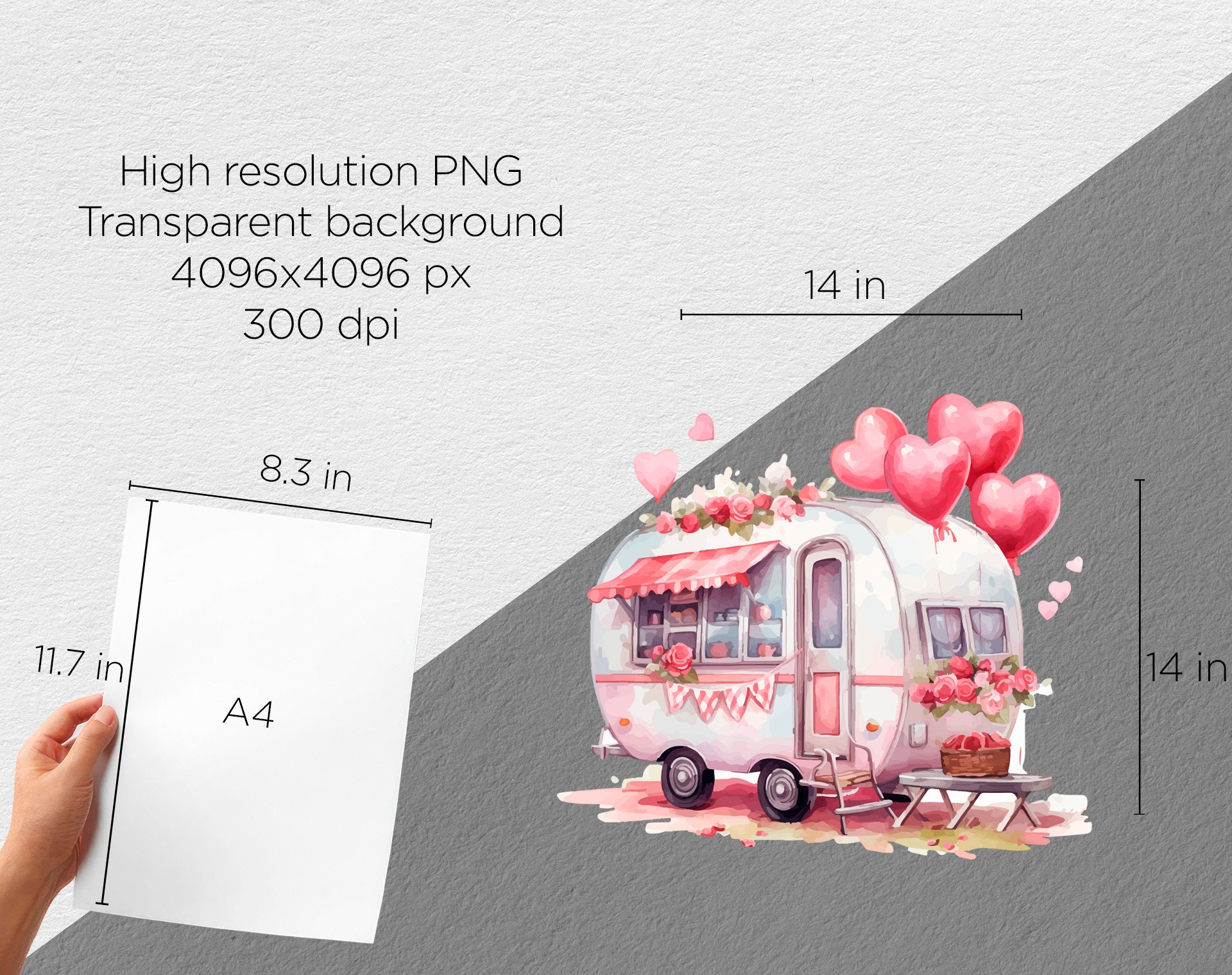 Valentine's Camper SVG PNG Watercolor Clipart Bundle, Scrapbooking ...