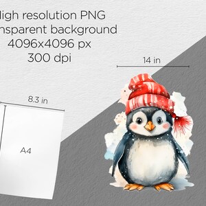 Christmas Penguins PNG Watercolor Clipart Bundle - Artful Christmas Art ...