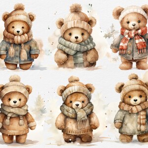 Christmas Bears Watercolor Clipart Bundle - Scrapbooking, Junk Journal ...