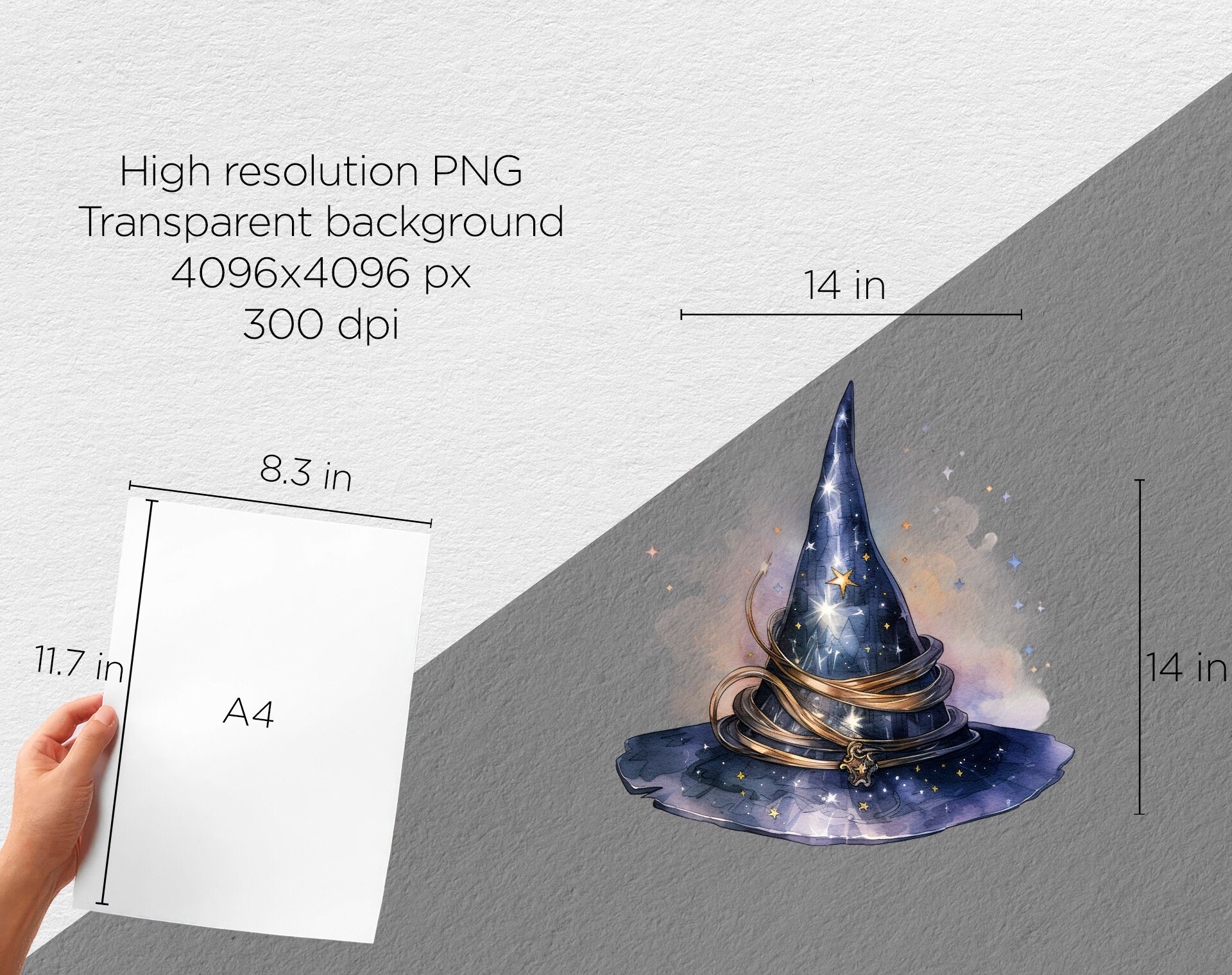 Magic Wizard Hat Fantasy World Fairytale Watercolor Clipart PNG Bundle ...