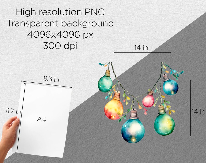 Watercolor Christmas Lights Clipart Bundle: PNG Digital Download - Etsy