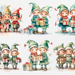 Christmas Elves Watercolor Clipart Bundle: Scrapbooking & Crafts ...
