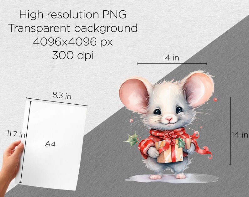 Christmas Mouse and Mice Watercolor Clipart Bundle - Scrapbooking, Junk ...