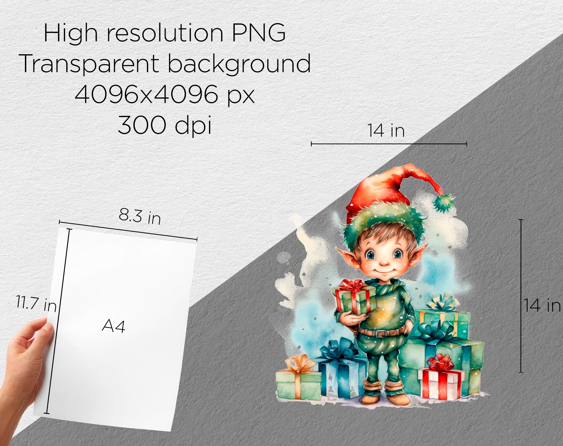 Christmas Elves Watercolor Clipart Bundle: Scrapbooking & Crafts ...