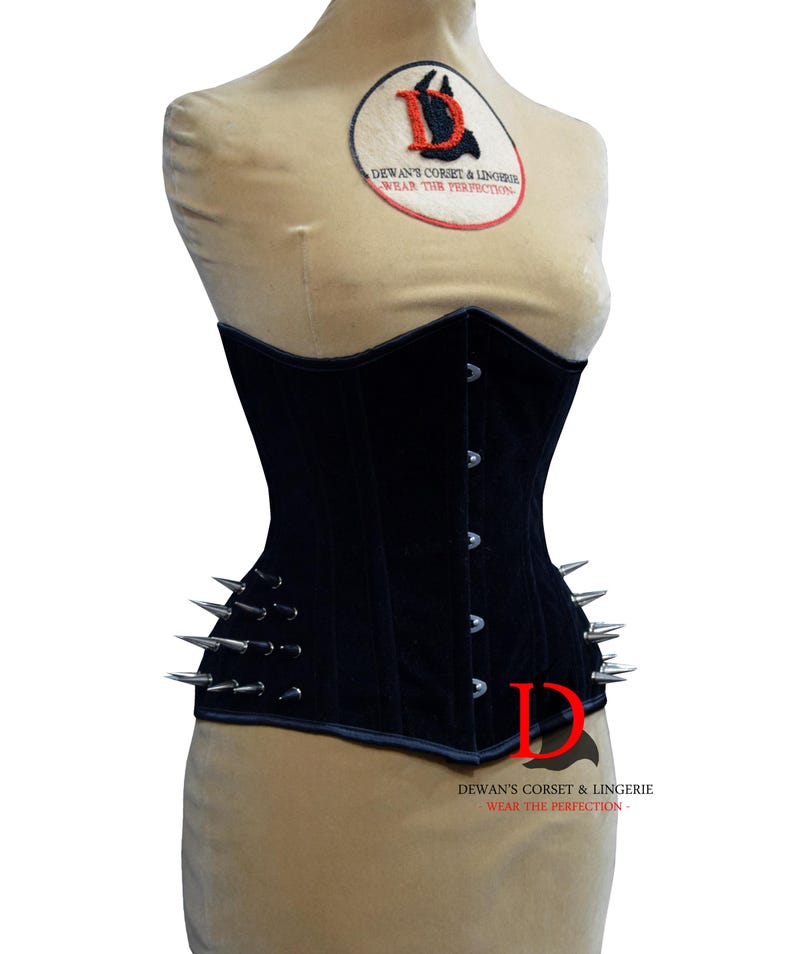 Velvet Spikes Corset Goth Style Corset Underbust Steel Boned Corset ...