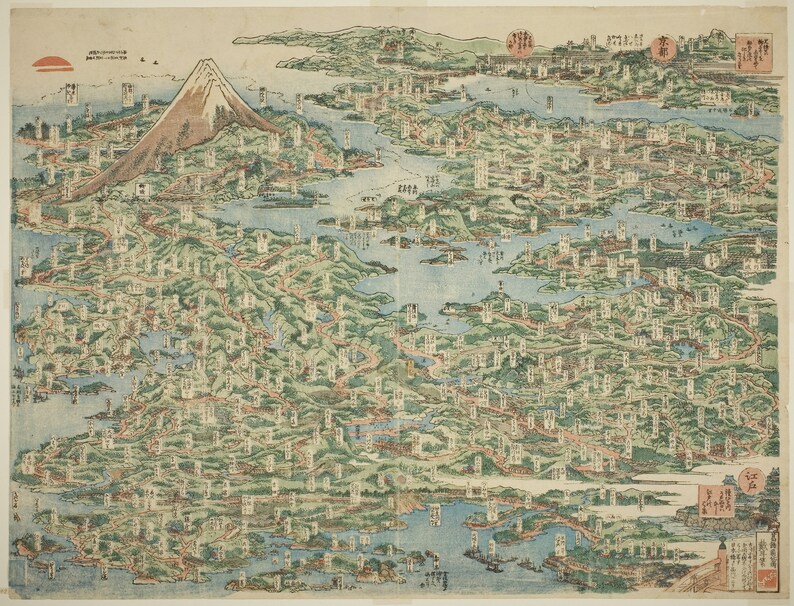 Beautiful Digital Ancient Japanese Maps and Scenery - Etsy
