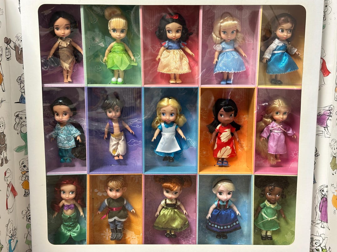 Disney Animators Collection 15pc Doll Set Elsa Anna Ariel Alice Tinker ...