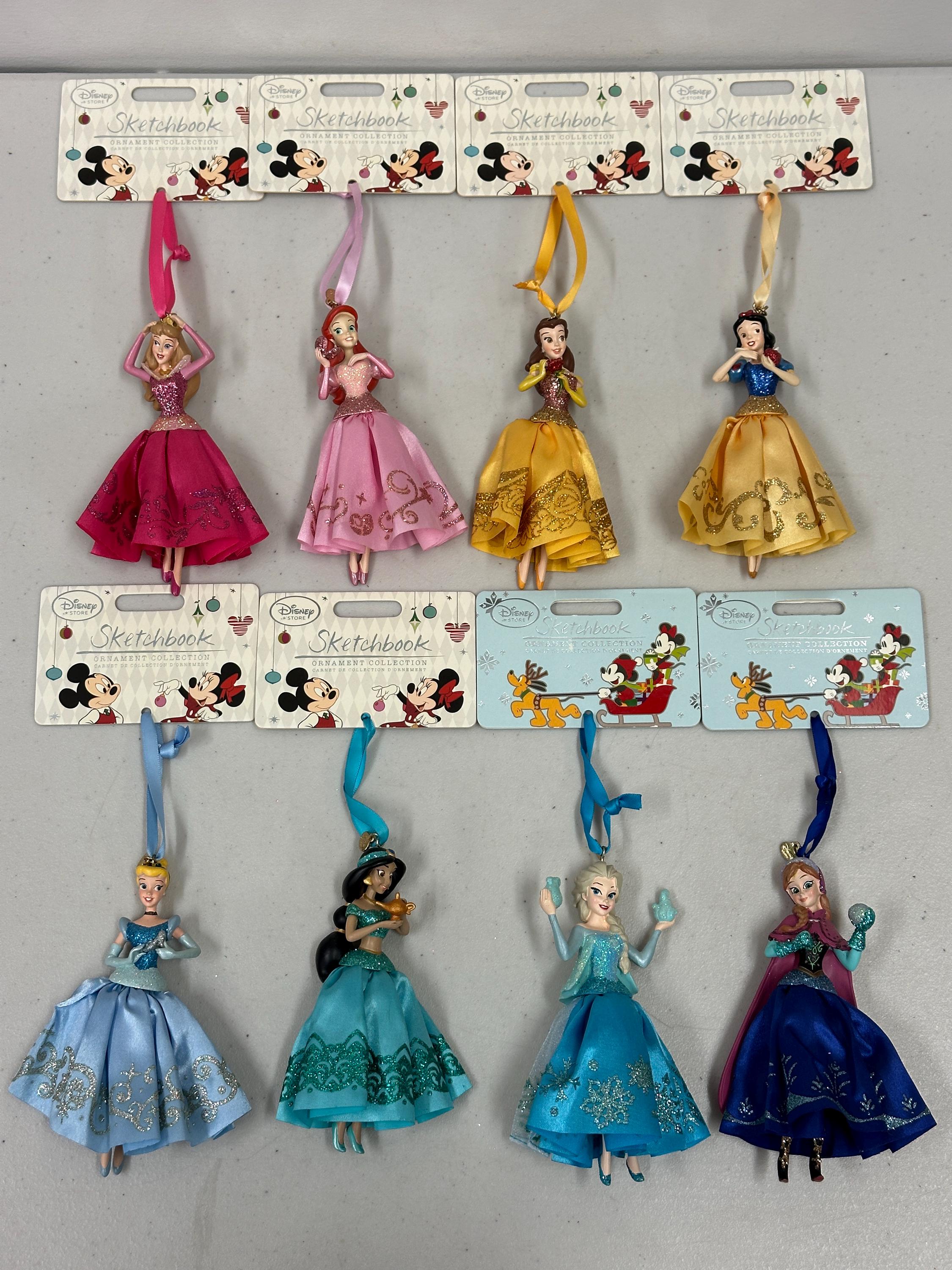 Disney Princess Holiday Sketchbook Ornament Lot of 8 Ariel Aurora Elsa Jasmine Etsy