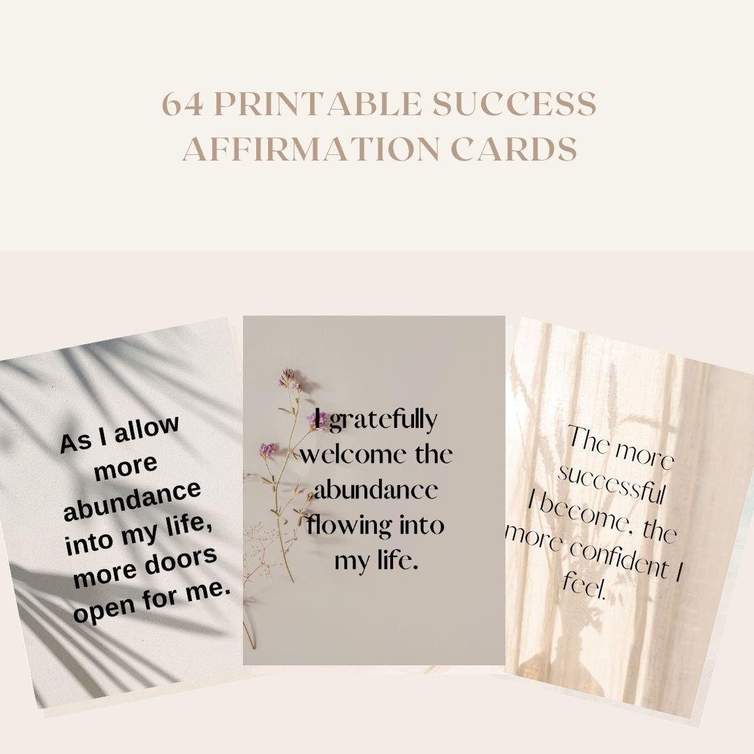 Set of 64 Printable Success Affirmations Cards, Positive Affirmation ...
