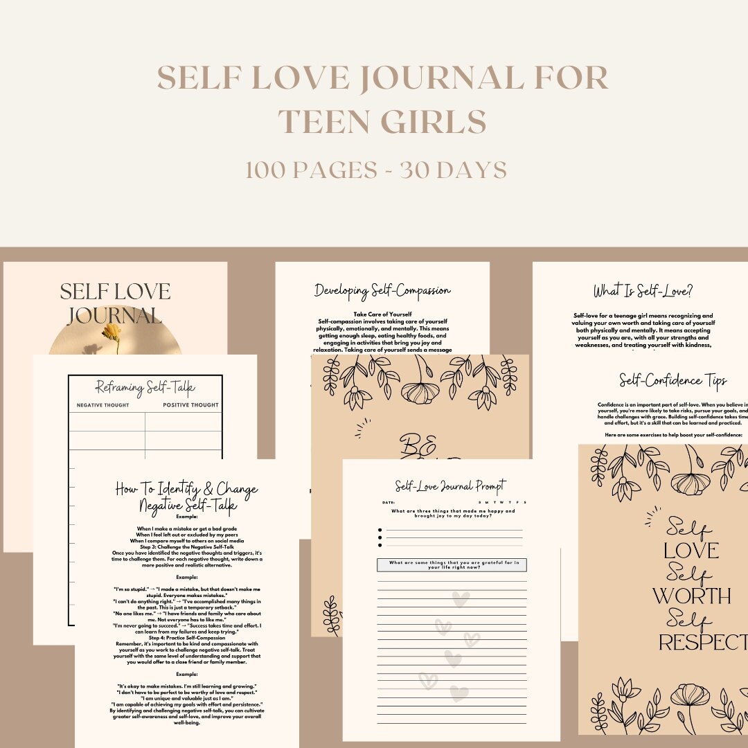 Self Love Journal for Teenage Girls - 30 Day Journal, Self Esteem ...