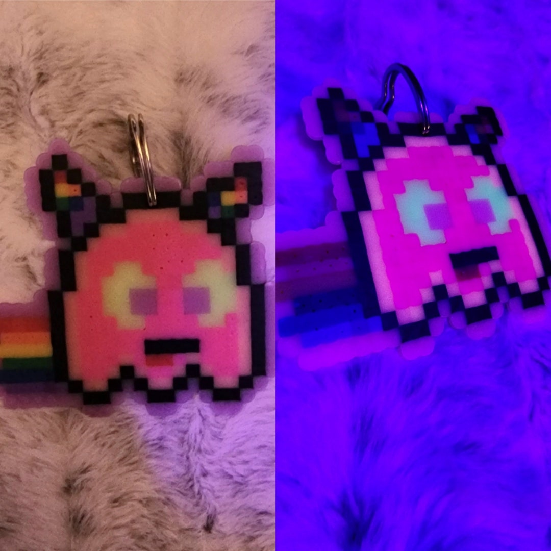 Glow Trippy Pac Man Ghost rainbow Meow - Etsy