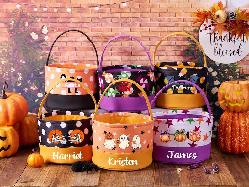 Personalized Halloween Basket for Girls Trick or Treat Candy Bags ...