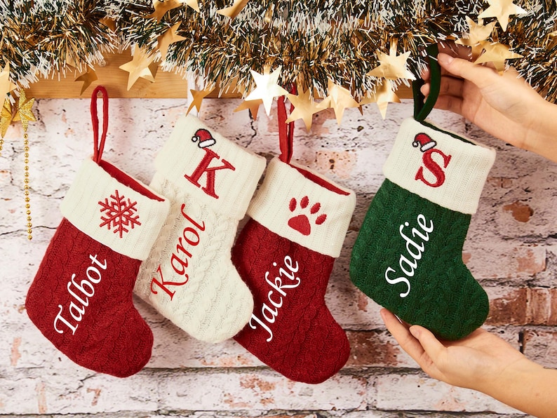 Personalized Mini Christmas Stockings With Names Family Knitted ...