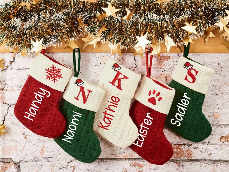 Personalized Mini Christmas Stockings With Names Family Knitted ...