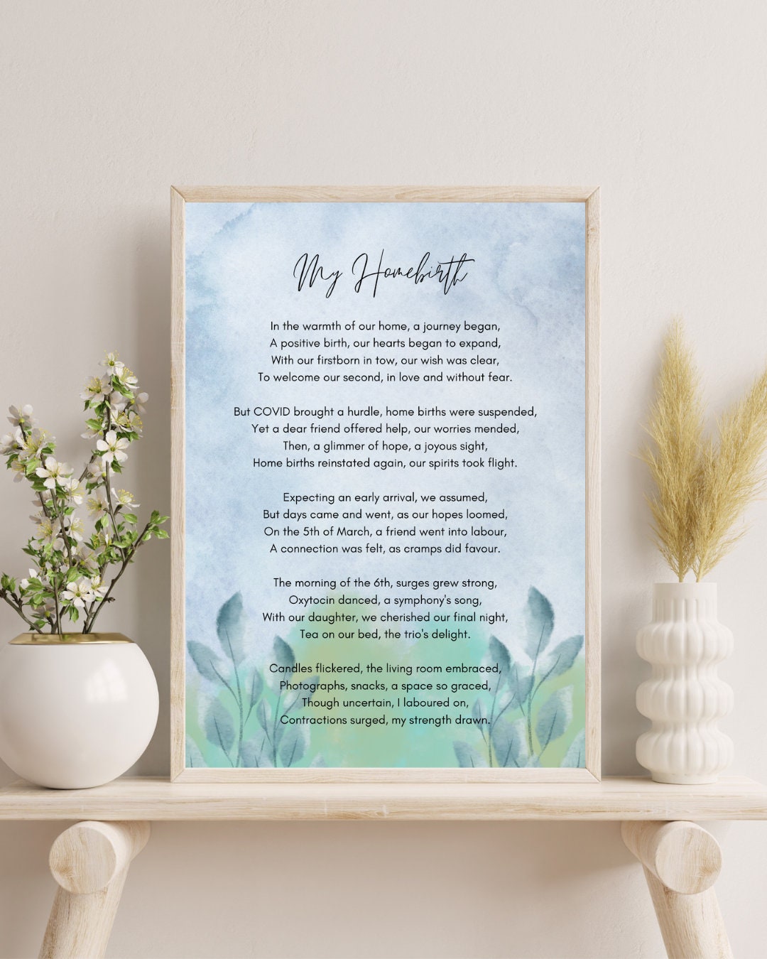 Personalised Birth Story Poems (blue Flowers) - Digital Download ONLY ...