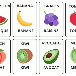 Fruit Flashcards English/french - Etsy