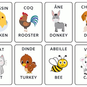 Farm Animals Flashcards French/english - Etsy