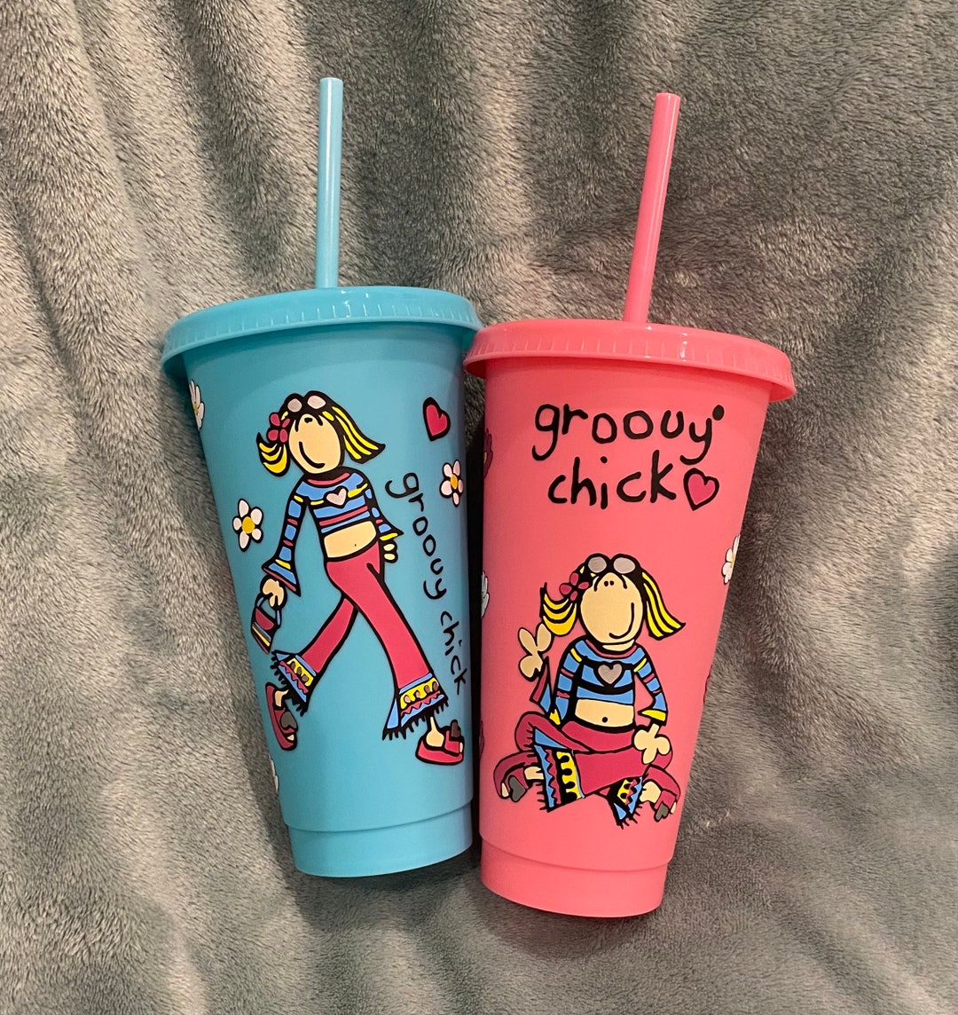 GROOVY CHICK Bang On The Door 24oz Acrylic Reusable Cold Cup With GROOVY CHICK Bang On The Door 24oz Acrylic Reusable Cold Cup With