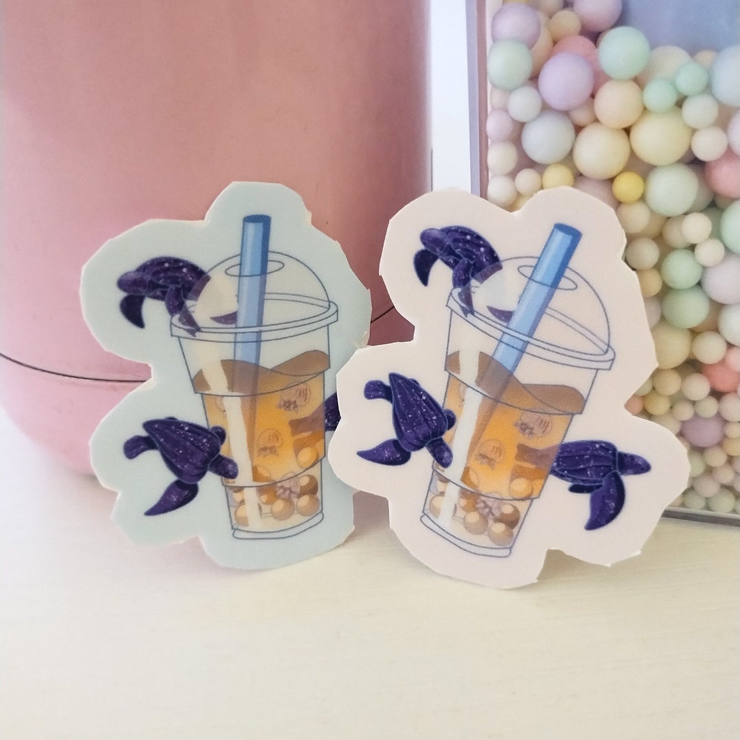 Leatherback Turtle Jellyfish Boba Tea Sticker 1 Matte Sticker ...