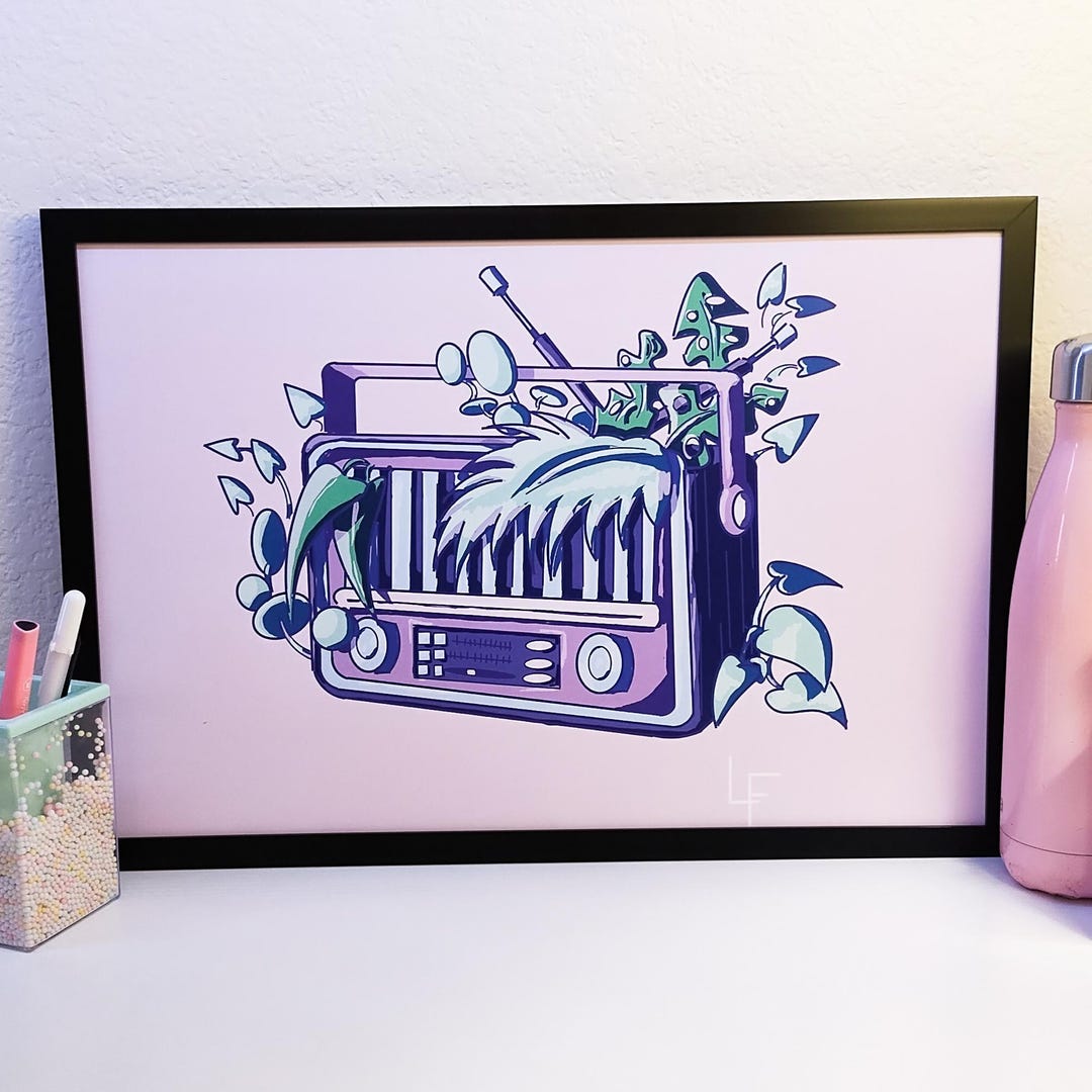 Vintage Radio Art Print | 12x18 Retrowave Poster | Lo-fi Aesthetic ...