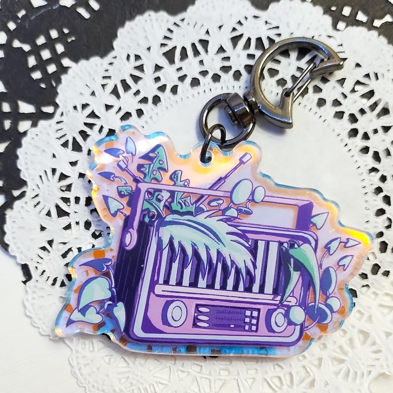 Vintage Radio Holographic Keychain | Lo-fi Retro Radio Bag Charm ...