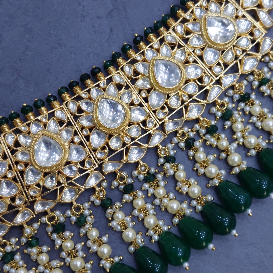 Tyaani Inspired Jewelry Polki Necklace Set With Earrings and Maang ...