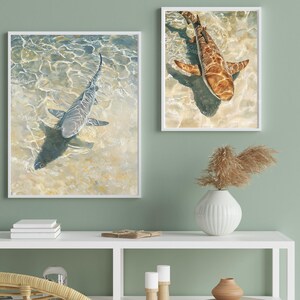 Lemon Shark in the Water, Shark Painting, Coastal Decor, Beach House ...
