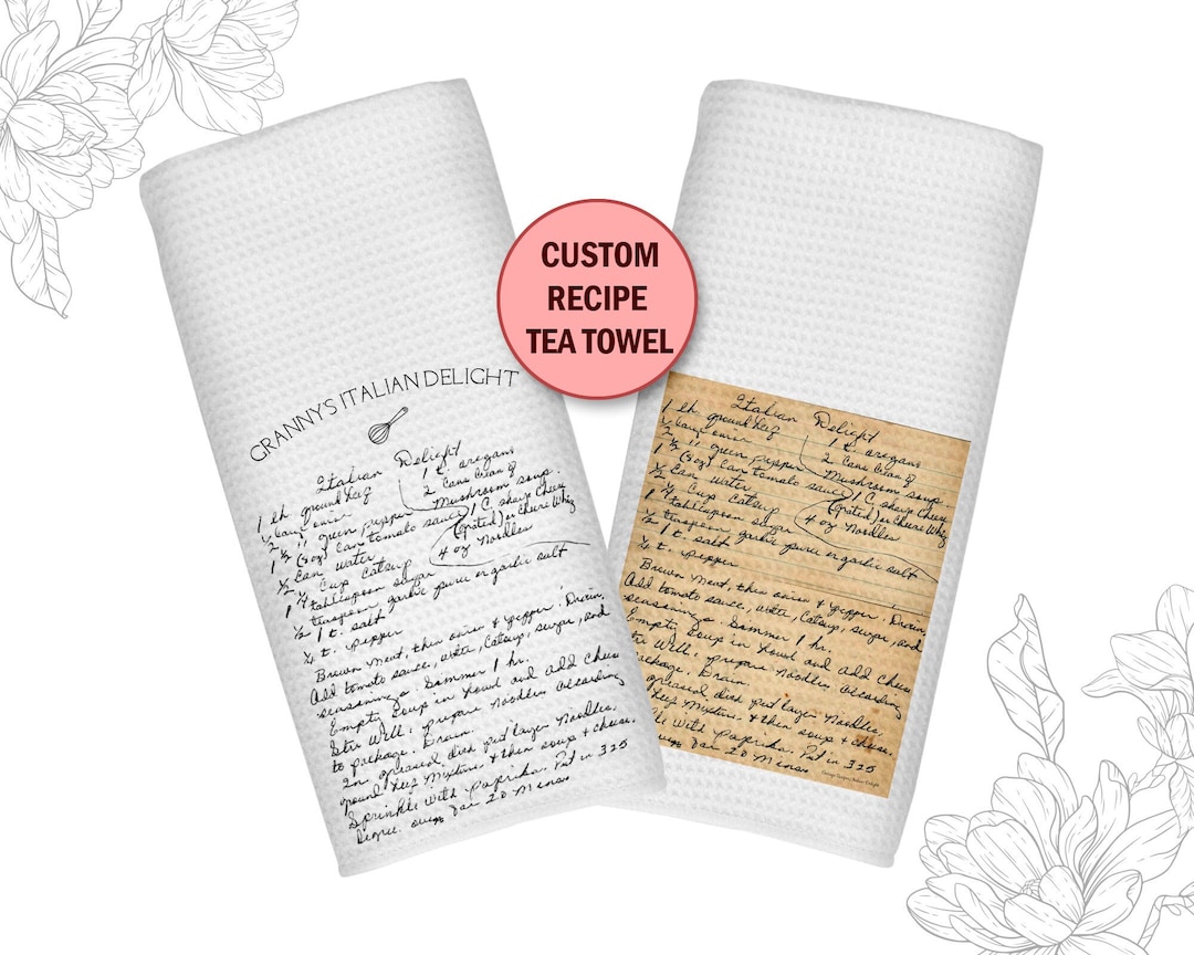 Handwritten Recipe Tea Towel, Personalized Recipe Towel, Family Recipe ...