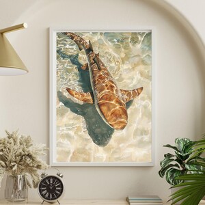 Lemon Shark in the Water, Shark Painting, Coastal Decor, Beach House ...