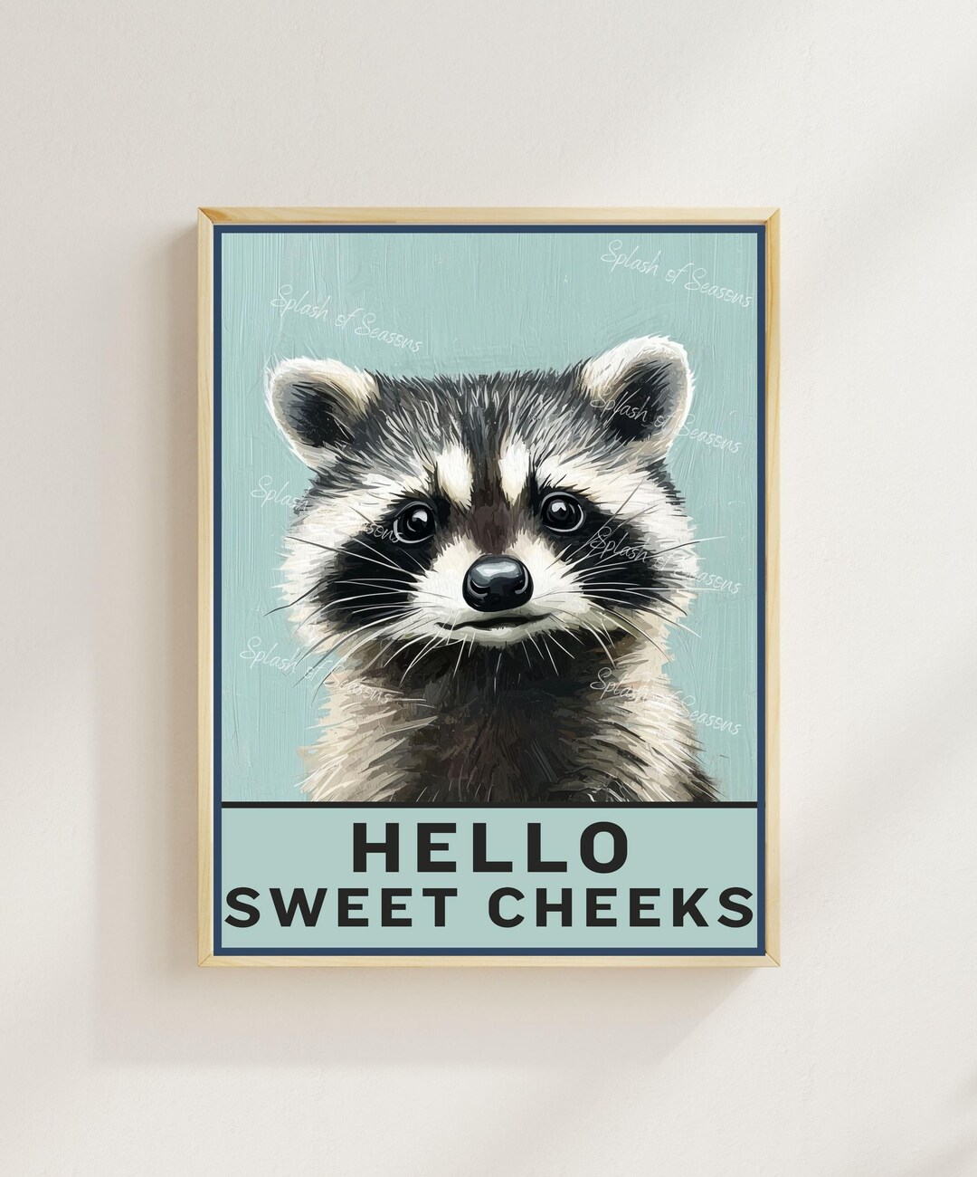 Funny Hello Sweet Cheeks Poster, Raccoon in the Bathroom Print, Funny ...