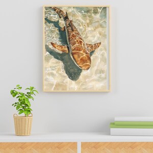 Lemon Shark in the Water, Shark Painting, Coastal Decor, Beach House ...