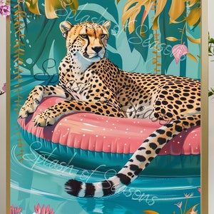 Cheetah on A Pool Float, Maximalist Wall Art - Cheetah Print Decor ...