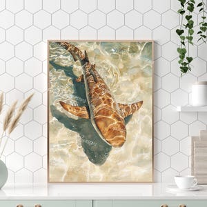 Lemon Shark in the Water, Shark Painting, Coastal Decor, Beach House ...