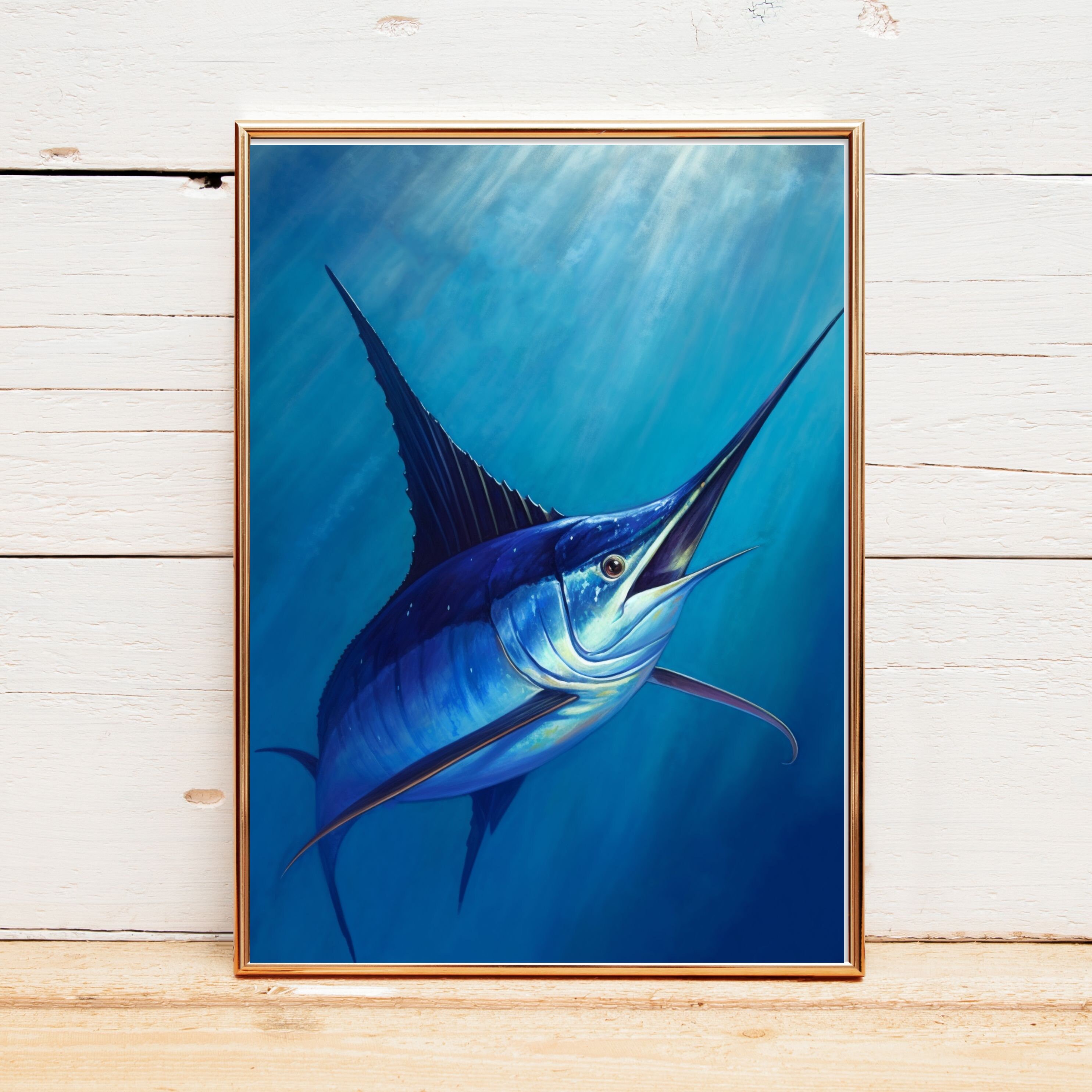 Swordfish Print Blue Marlin Ocean Print Coastal Decor - Etsy