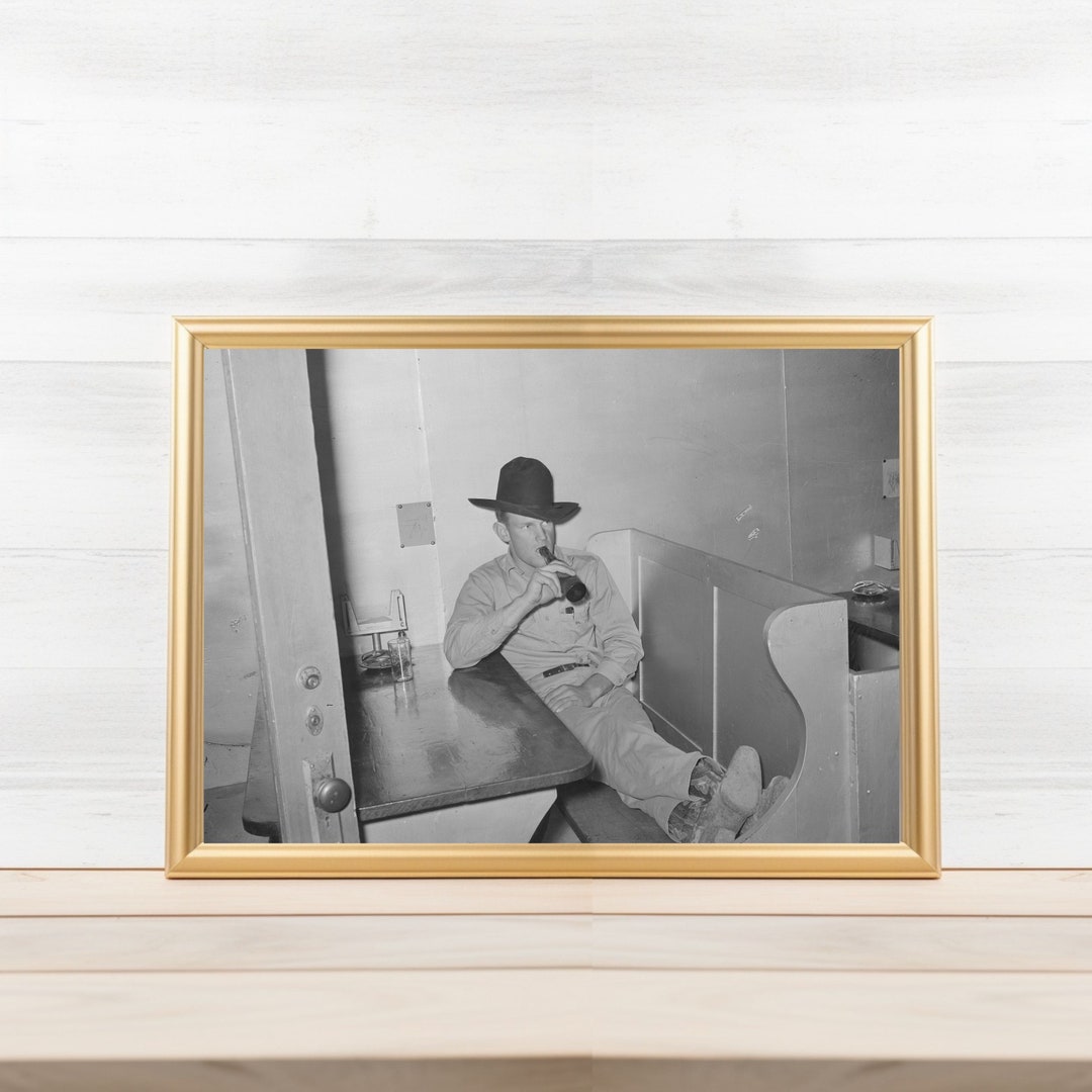 Cowboy Drinking Beer, Vintage Photo Print, Cowboy Picture, Western ...