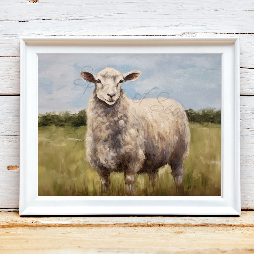 Sheep Oil Painting Print, Farm House Decor, Countryside Home Decor ...
