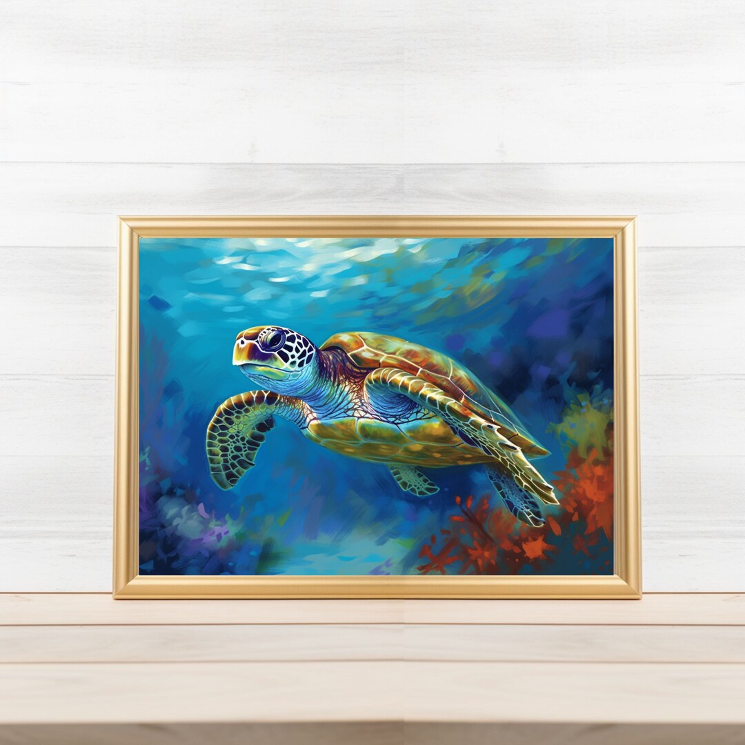 Sea Turtle Underwater, Sealife Print, Ocean Print, Coastal Decor, Beach ...