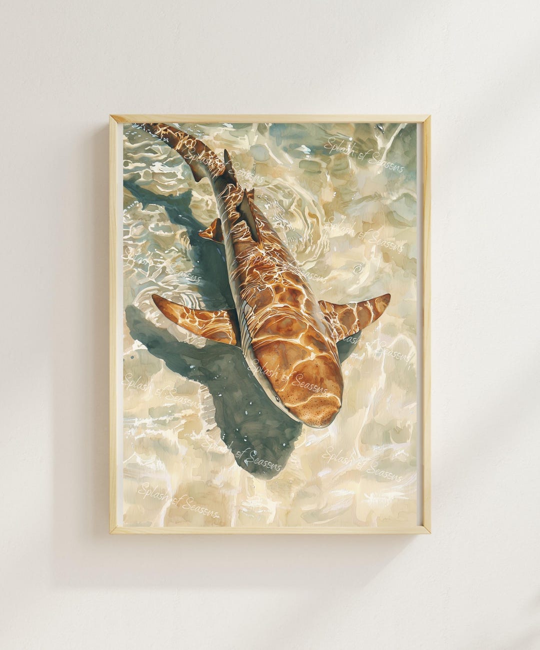Lemon Shark in the Water, Shark Painting, Coastal Decor, Beach House ...