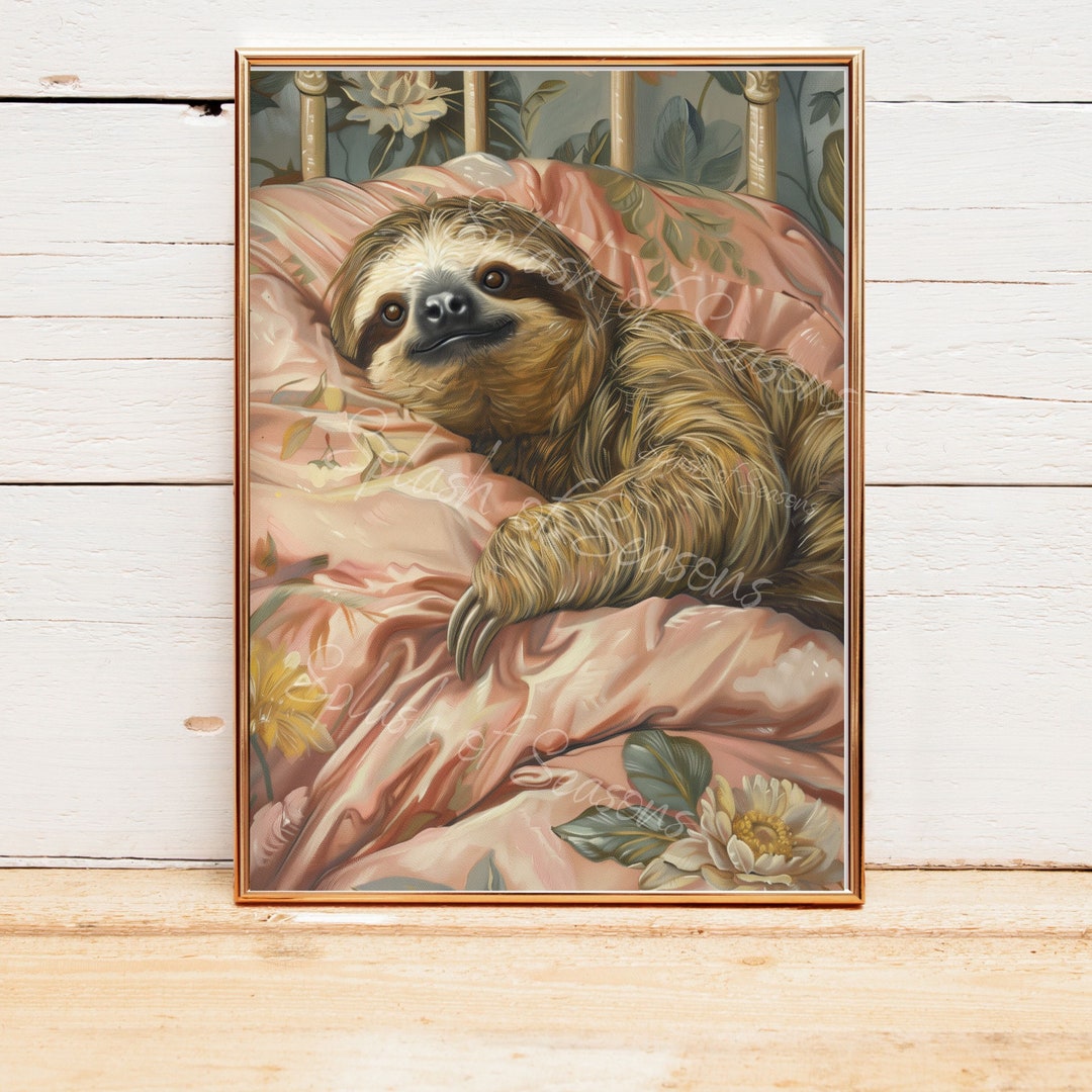 Sloth Napping Wall Art Print, Animal Home Decor, Bedroom Wall Print, Housewarming Gifts ...