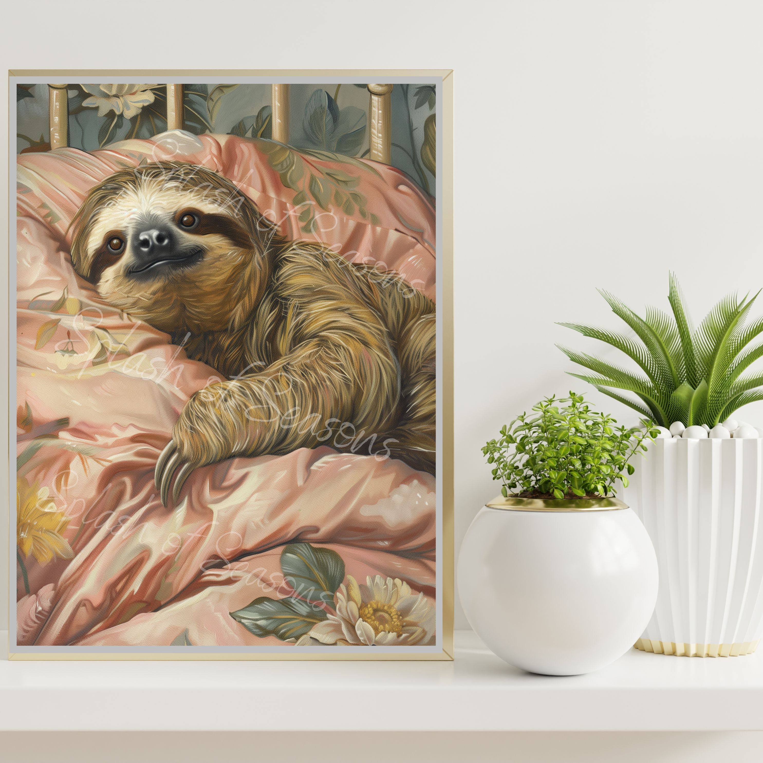 Sloth Napping Wall Art Print, Animal Home Decor, Bedroom Wall Print ...