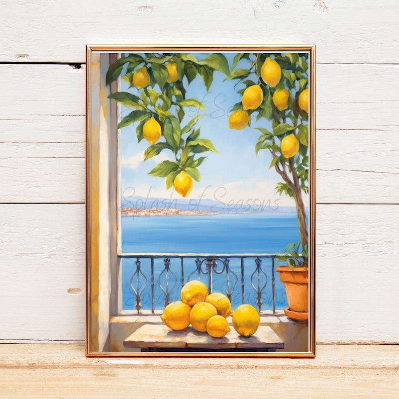Mediterranean Lemon Tree Print, Oil Painting Print, Mediterranean Home ...