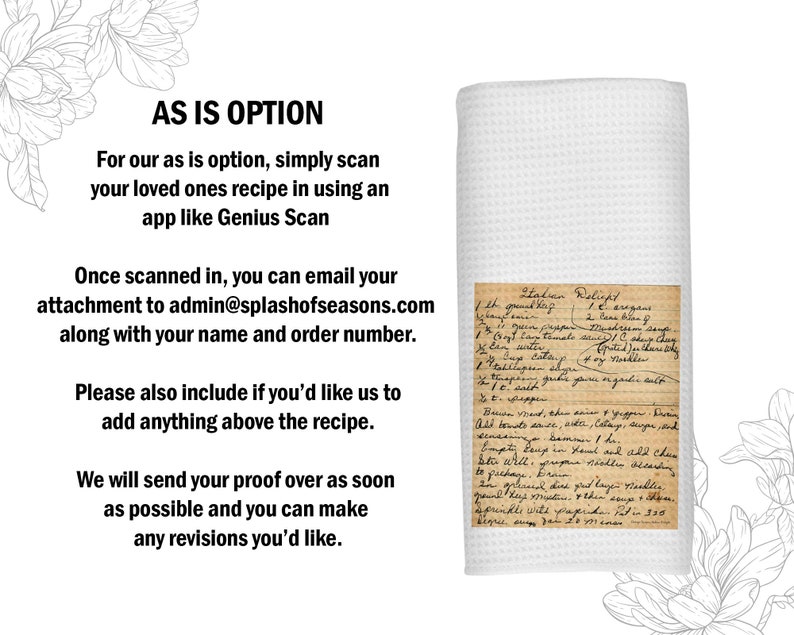 Handwritten Recipe Tea Towel, Personalized Recipe Towel, Family Recipe ...
