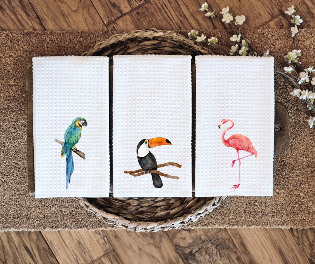 Exotic Birds Kitchen Towels, Tropical Decor, Bird Lover Gift, Gift for ...