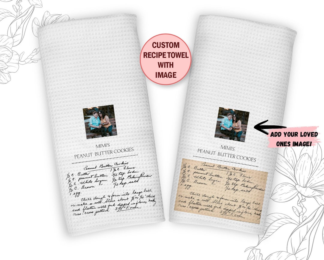 Handwritten Recipe Tea Towel With Image, Personalized Recipe Towel ...