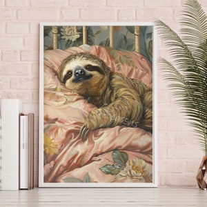 Sloth Napping Wall Art Print, Animal Home Decor, Bedroom Wall Print ...