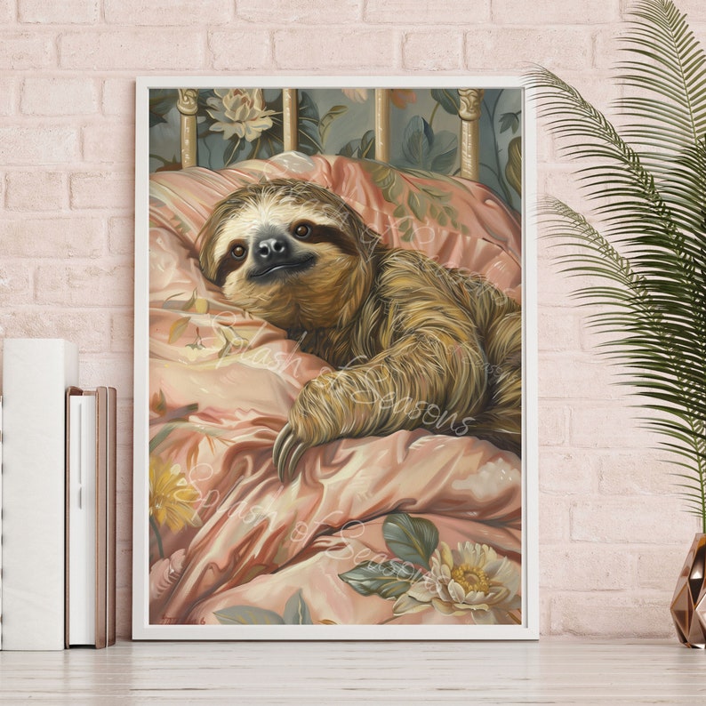 Sloth Napping Wall Art Print, Animal Home Decor, Bedroom Wall Print ...