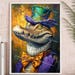 Alligator on A Pool Float, Maximalist Wall Art, Florida Print, Gator ...