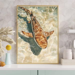 Lemon Shark in the Water, Shark Painting, Coastal Decor, Beach House ...