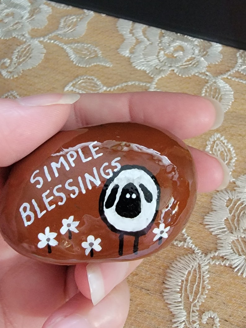 Simple Blessings Sheep Painted Rock - Etsy