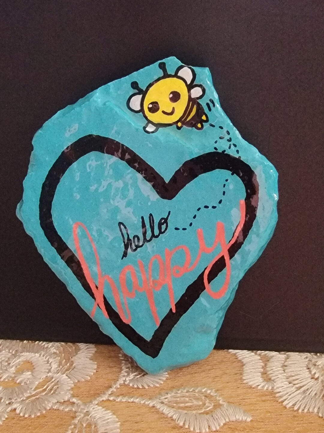 Hello Happy Painted Rock - Etsy